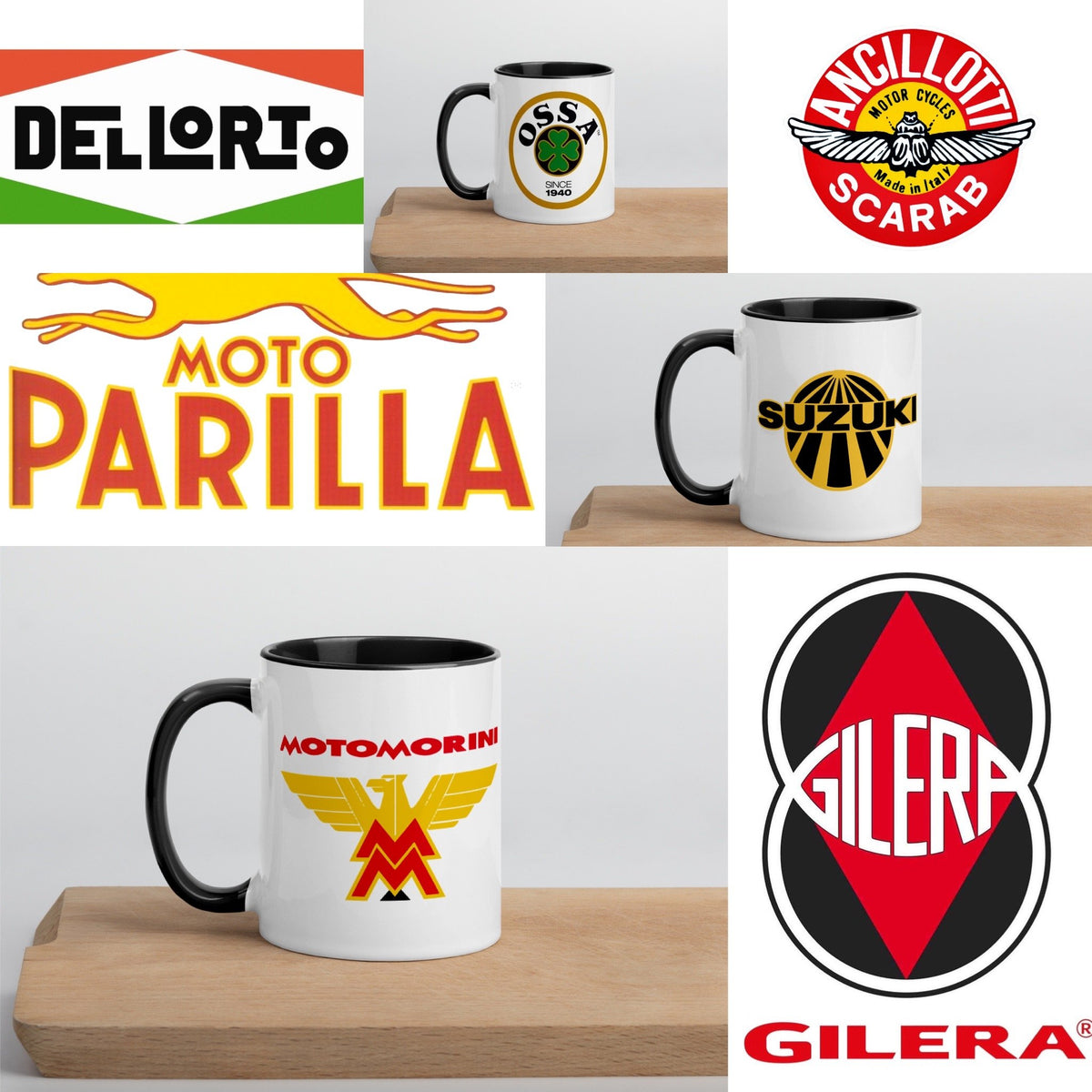 Vintage Italian motorcycle logo coffee mugs - A La Moto!